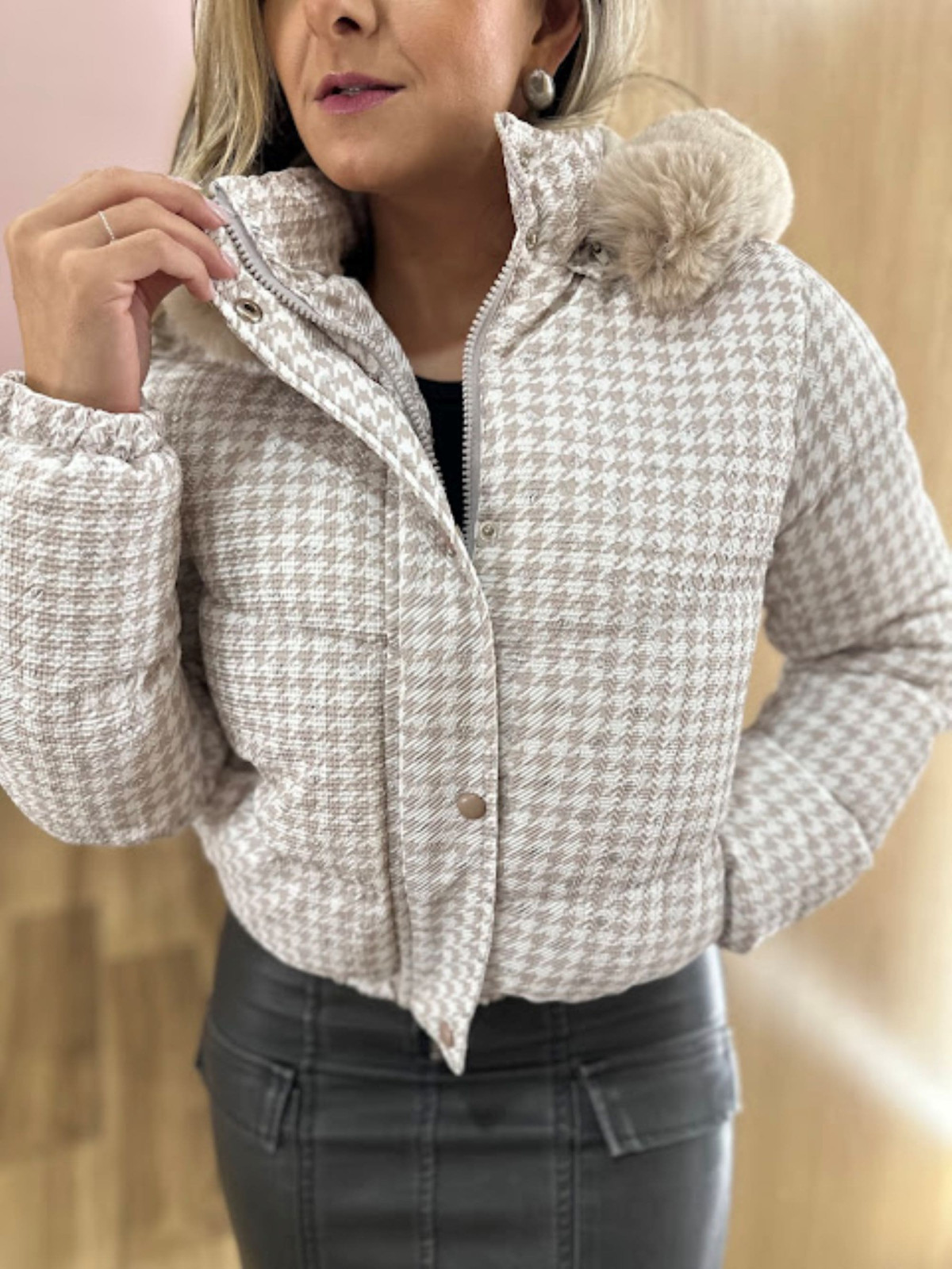 Jaqueta Puff Maura-Bege / Branco-GG | Daniele Fazan