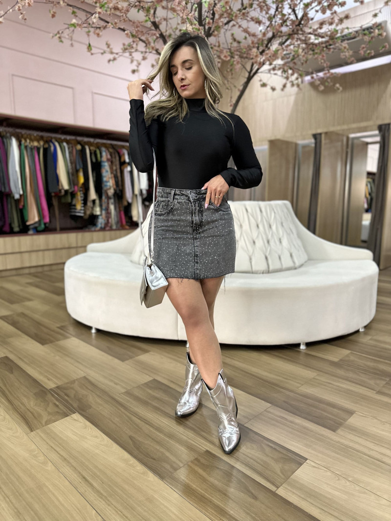 Saia Jeans Strass | Daniele Fazan